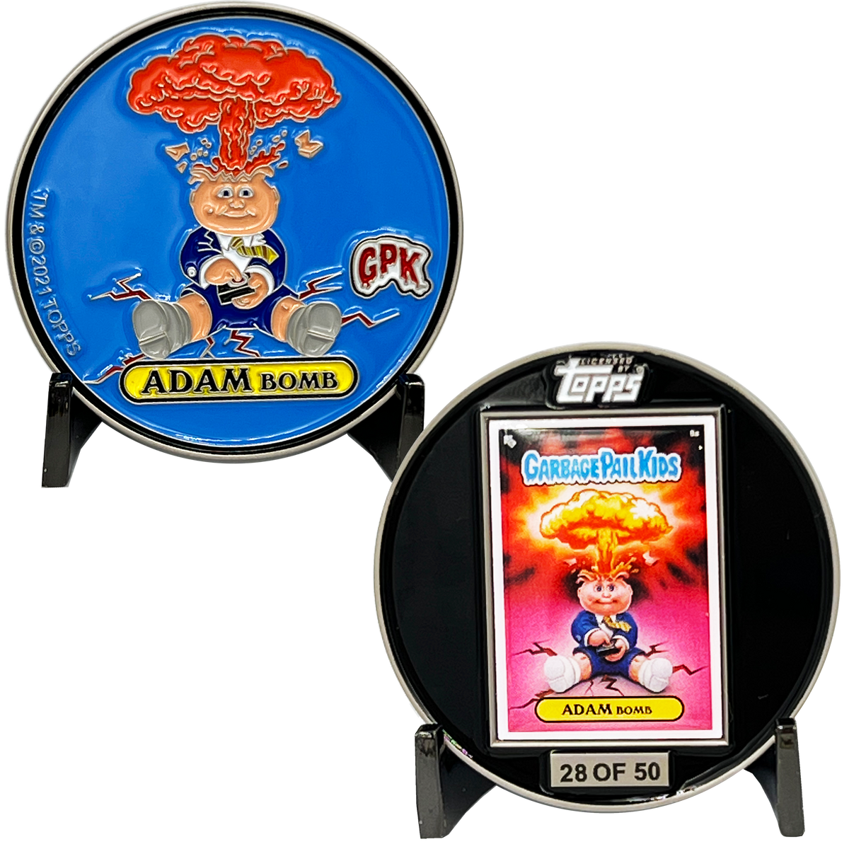 Adam Bomb Challenge Coin with Mini Card inset on back only 50 made GPK – www.CollectiblesNation ...